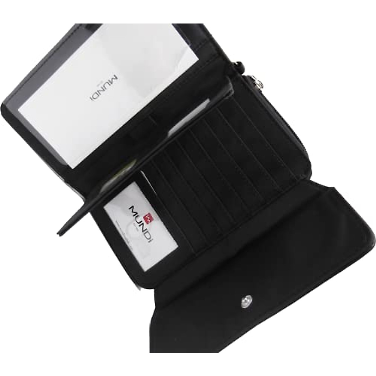 MUNDI Women's Faux Leather MY BIG FAT WALLET Flap RFID Clutch Ladies ib103x (Black)