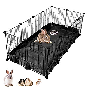 CheeFun Guinea Pig Cages: 8 Sq Ft Expandable Small Animal Cage for Rat Rabbit Ferret Bunny Chinchilla Hedgehog Lizard Indoor Outdoor - 12pcs Pet Panels (Black)