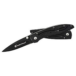 Smith & Wesson CKLPB 5.3in High Carbon S.S. Folding Knife with a 3.2in Drop Point Blade and Stainless Steel Handle for Outdoor, Tactical, Survival and EDC,Black