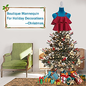 Mannequin Body, Female Dress Form Torso Manikin Body with Adjustable Height Wooden Tripod Stand for Sewing Dressmakers Dress Jewelry Display, Blue