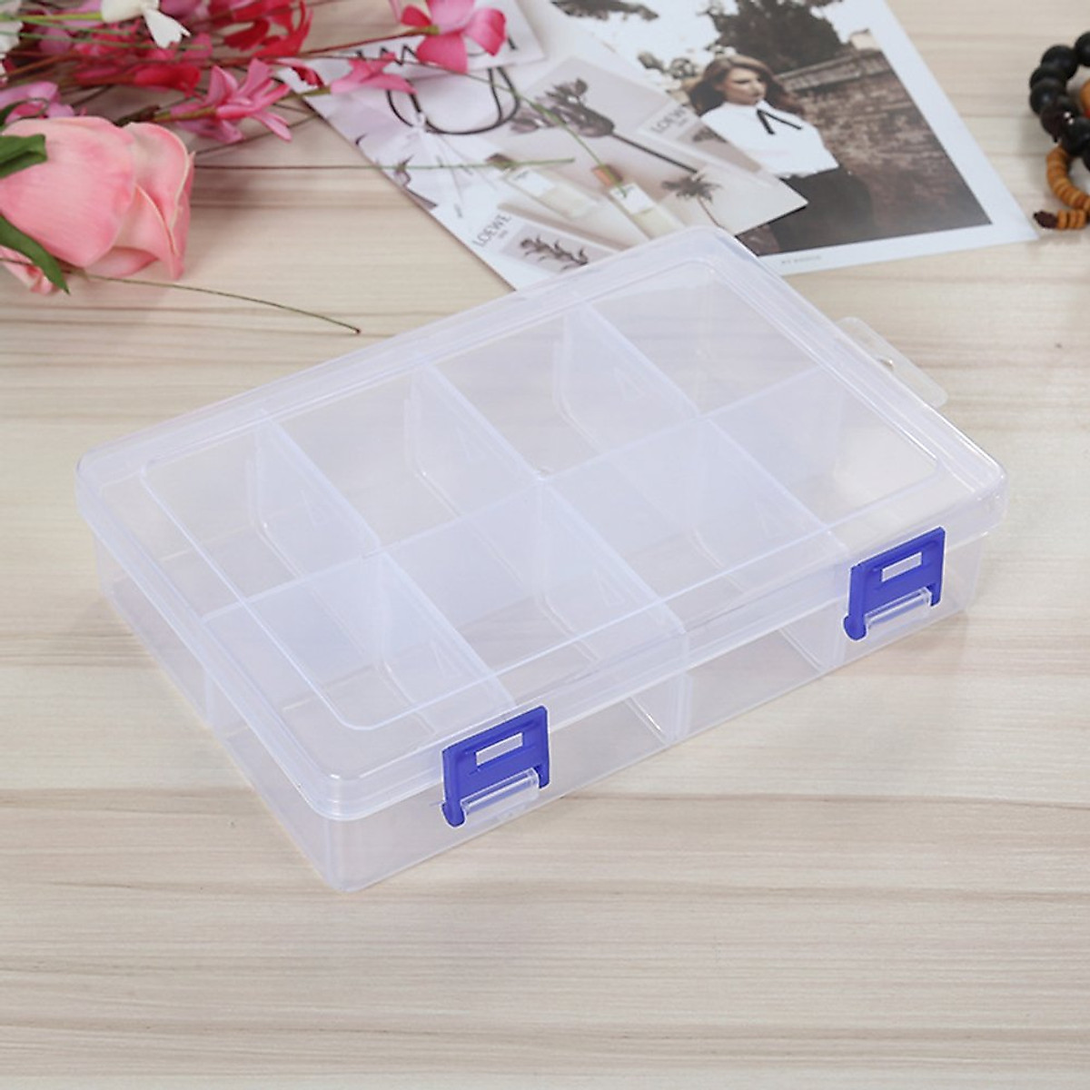 VORCOOL Transparent Plastic Storage Box Portable Clear Medicine Organizer Holder with Adjustable Dividers for Jewelry Beads Earring Container Tool Fishing Hooks(8 Grids)