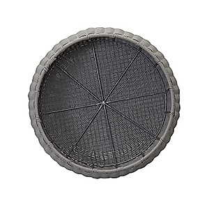 Household Essentials Gray Wicker Patio Ottoman Footstool
