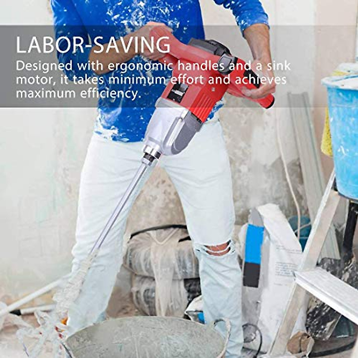 VIVOHOME 110V 1600W Electric Handheld Paint Cement Mortar Mixer Machine with 7 Adjustable Speed