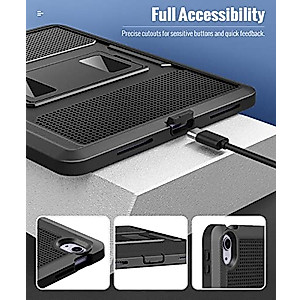 MoKo Case for iPad Air 5th Generation 2022/ iPad Air 4th Generation 2020 10.9 Inch with Pencil Holder, Kickstand, Built-in Screen Protector, Heavy Duty Shockproof Rugged Case for iPad Air 5/4,Black