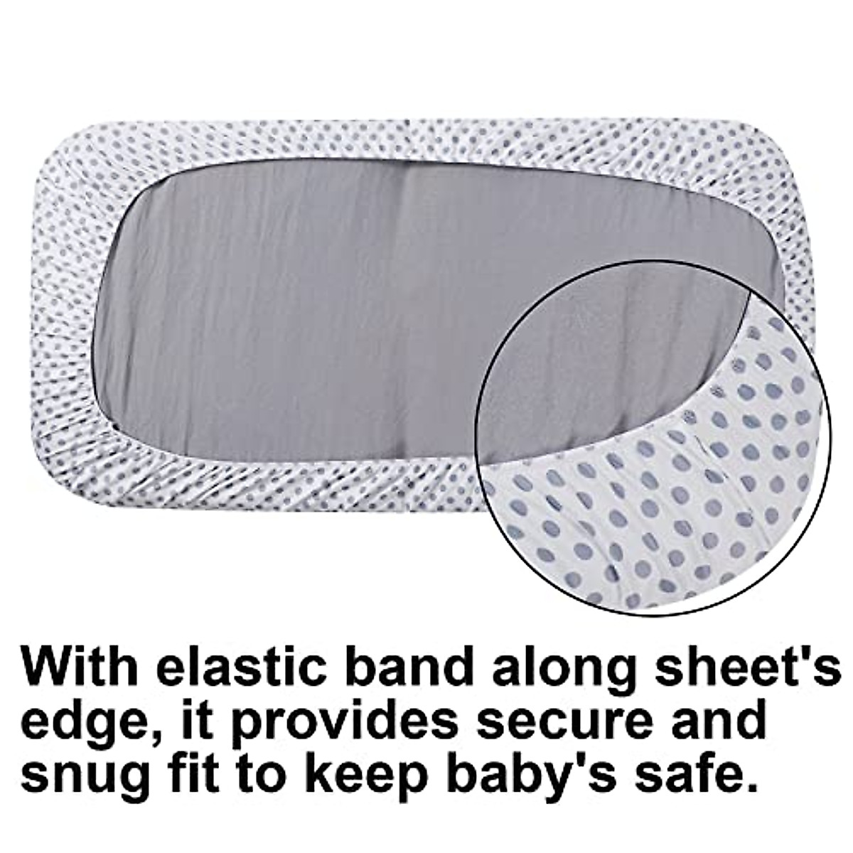 Bassinet Sheets 4 Pack for Baby Unisex, Stretchy Jersey Knitted Fitted Sheet Universal for Oval Rectangle and Hourglass Bassinet Mattress, White and Grey, Neutral for Baby Boy and Girl