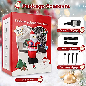 8 FT Christmas Inflatable Santa Claus Outdoor Decorations, Blow Up Santa Claus with Gifts Bag, Giant Santa Carrying Present Sack, Built-in LED Light, Xmas Outside Decor for Front Back Yard Garden Lawn