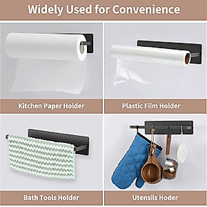 2 Pack Paper Towel Holders Under Cabinet, Self-Adhesive Paper Towel Bar,Paper Towels Rolls Holder Under Counter Wall Mount for Kitchen Bathroom Cabinets Towel Rack Stainless Steel - 13.2'Silver