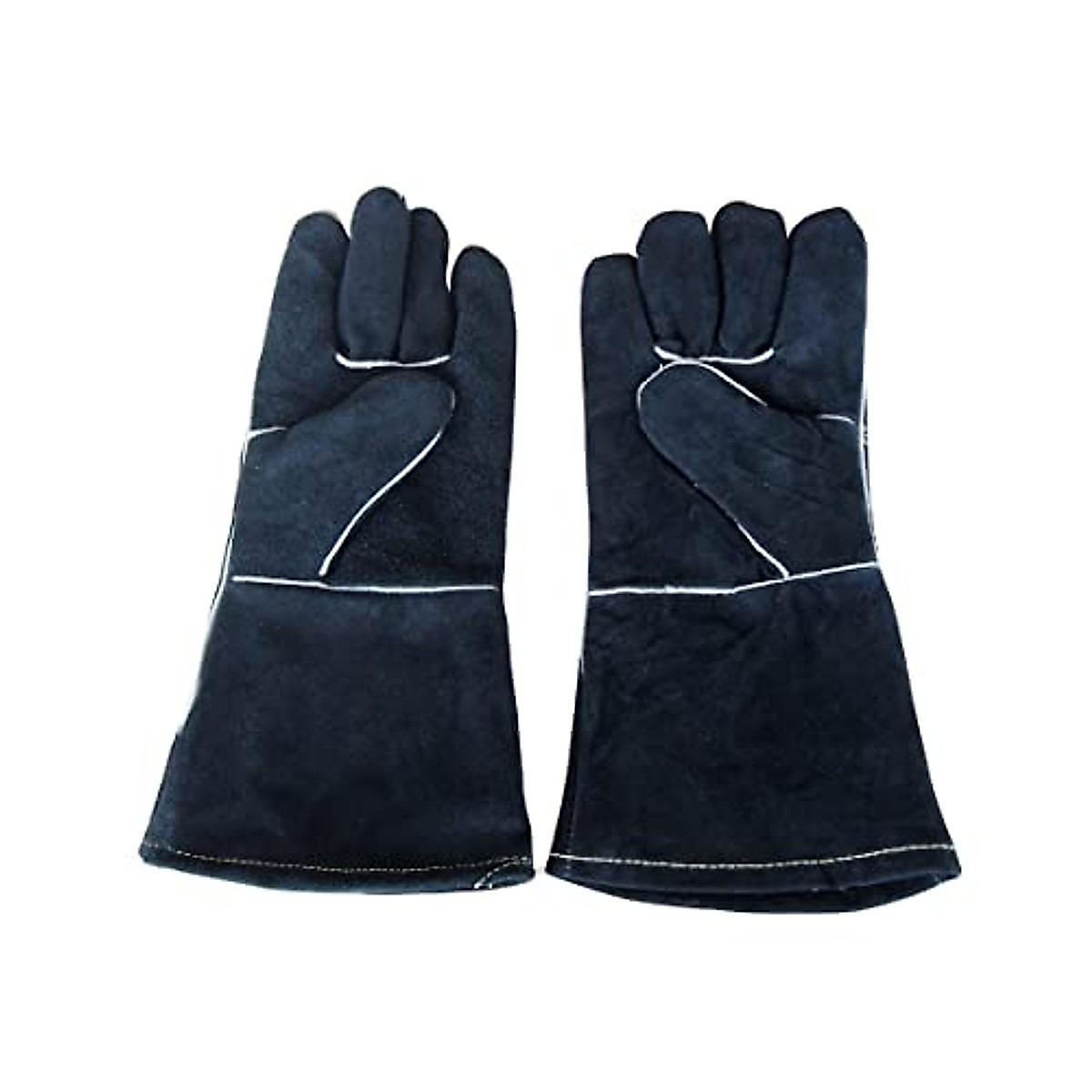 SDFWELD New Black Welding Work Gloves with Blue Palm Welders Thick Cow Split Leather Kitchen Stove Heat Puncture Resistant BBQ Glove