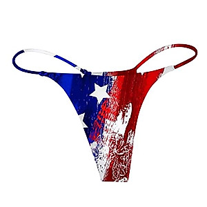 Underwear Women G String Thongs for Women Sexy Slutty American Flag Print Low Rise T-Back Tangas Breathable Bikini Lightweight Underpantscotton Underwear for Women Wine