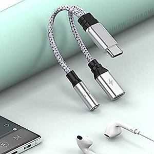 Only for Huawei/XiaoMi,2-in-1 USB C to 3.5mm Headphone Splitter and Charger Adapter Cable Cord,13CM/5inch Type C to 3.5mm Headphone Jack and Audio Adapter for Huawei Mate 9/10/20,P10/20,XiaoMi 6/8/9