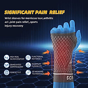 Scrodcat Copper Wrist Compression Sleeves (1 Pair) Breathable and Comfortable Carpal Tunnel Wrist Brace for Arthritis, Tendonitis, Sprains, Workout Wrist Support for Women and Men (M)