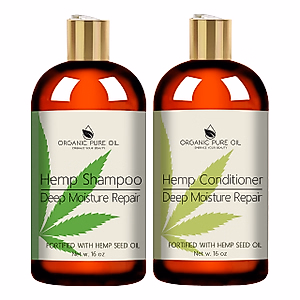 Hemp Hydrating Shampoo and Conditioner Set - 16 oz, For Men and Women - Color Treated Hair, All Natural - Sulfate Free - Curly or Frizzy Hair - Made with Herbal and Hemp Extract