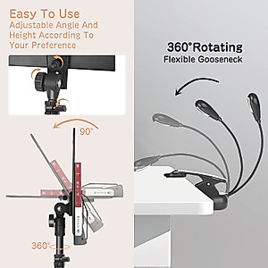 Ramzi Portable 5-in-1 Dual-Use Sheet Music Stand with Light, Clip, and Carrying Bag