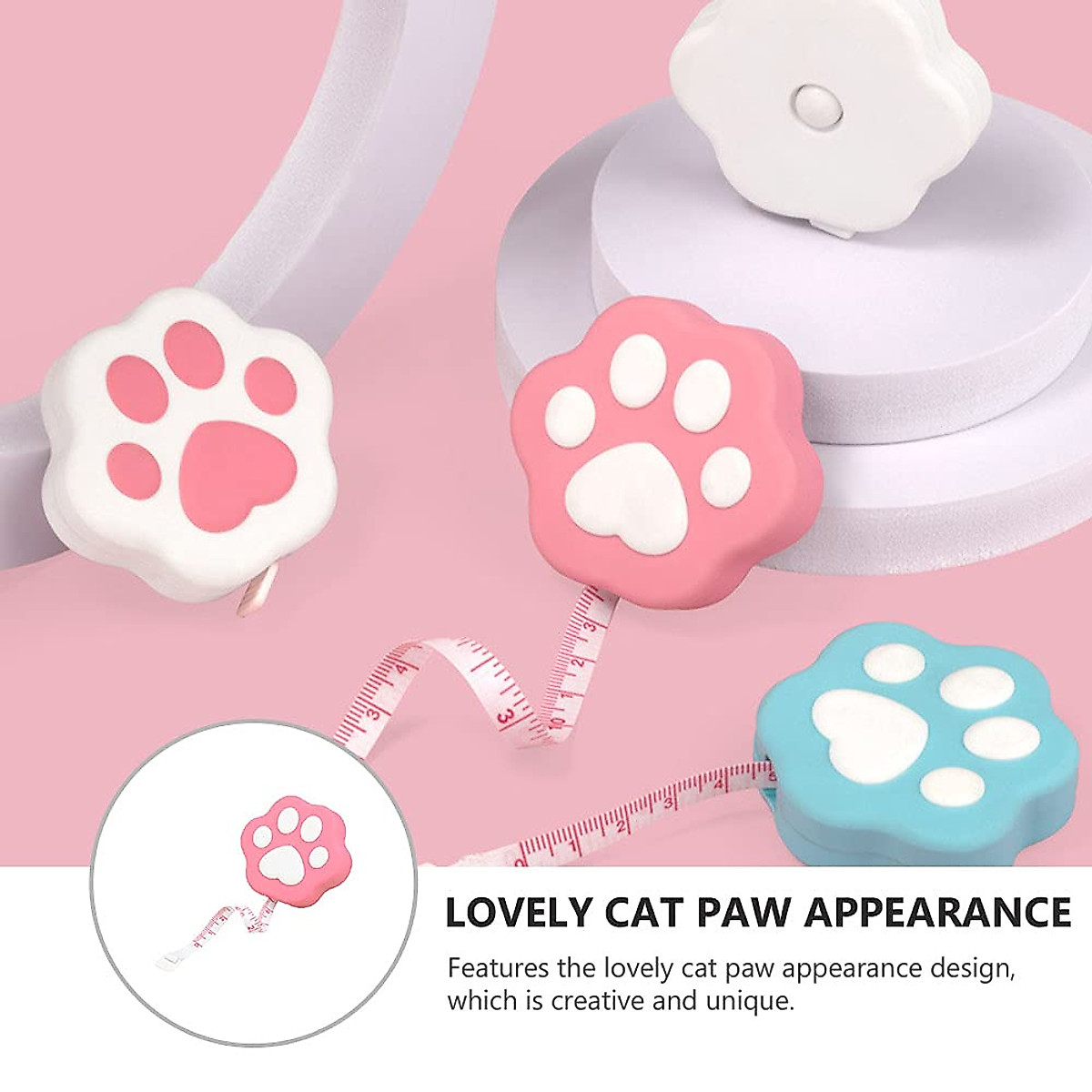 DOITOOL1pc Cartoon Cat Paw Modeling Tape Measure Portable Small Tape Measure Tool Practical Tools