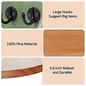 CRAKTH Key and Mail Holder for Wall Decorative, Wooden Boho Key Hanger with Shelf, Unique Two-Tone Circular Design Entryway Key Rack - Brown & Green