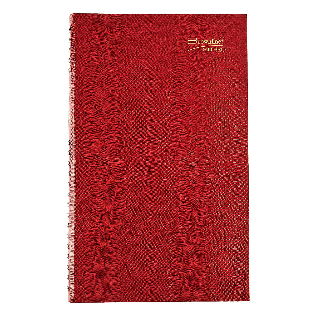 Brownline 2024 CoilPro Daily Planner, Untimed Journal, 12 Months, January to December, Twin-Wire Binding, 13.5" x 7.875", Bright Red (C551C.RED-24)