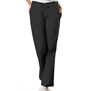 Cherokee Women's Flare Leg Drawstring Scrub Pant, Black, Medium