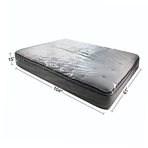 uBoxes Queen Mattress Clear Plastic Poly Covers, 61 x 15 x 104 inch, Heavy Duty 2 mil, 1 Pack