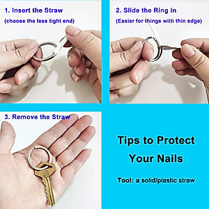 Key Rings for Keychain, Car Keys, Dog Tag Ring, Crafts, Silver, 12Pics