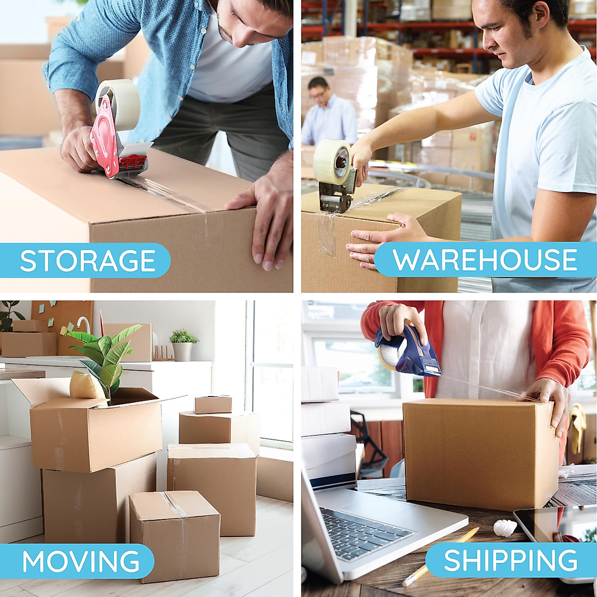 12 Pack Heavy Duty Packaging Tape, Clear Packing Tape Designed for Moving Boxes, Shipping, Office, Commercial Grade 2.7mil Thick, 60 Yard Length, 720 Total Yards