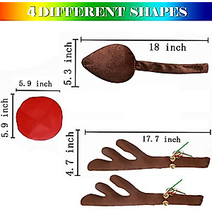 Car Reindeer Antlers & Nose Decorations Set- Car Jingle Bell Antlers and Nose,Christmas Decorations for Cars/Home,Best of Auto Accessories,Best for Car SUV Van Truck,Easy to Install