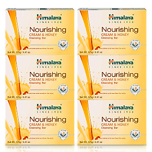Himalaya Nourishing Cream & Honey Cleansing Bar, Face and Body Soap for Soft Skin, 4.41 oz, 6 Pack