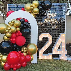 COKAOBE Red Black and Gold Balloons Garland Kit, 124pcs Red Black Metallic Gold Confetti Balloon Arch Kit for Wedding, Birthday Graduation Baby Shower Celebrations Anniversary Party Decorations