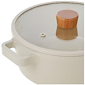 NEOFLAM FIKA Stock Pot for Stovetops and Induction | Wood Handle and Glass Lid | Made in Korea (8.5" / 2.7 qt)