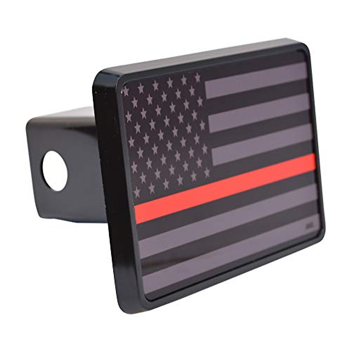Subdued Thin Red Line Flag Trailer Hitch Cover Plug US Firefighter Fire Fighter Truck Department FD