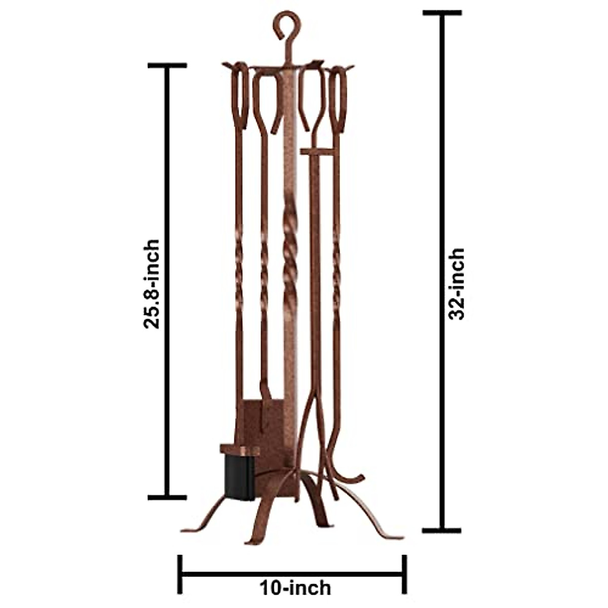 Fire Beauty 5 Pieces Fireplace Tools Set(Antique Bronze)