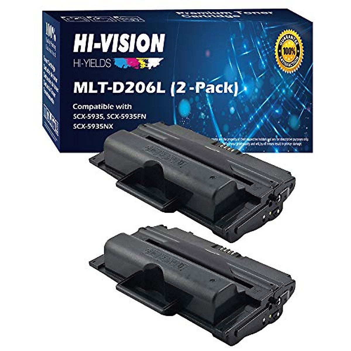 HI-Vision Compatible MLT-D206L Toner Cartridge MLTD206L D206L Replacement for Samsung SCX-5935 Series Laser Printer (206L Black 2 Value Pack)