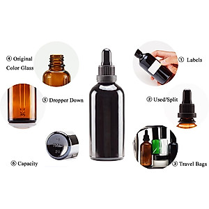 YIZHAO Black Glass Dropper Bottle 4oz, Tincture Bottles with Glass Dropper, for Essential Oils, Aromatherapy, Cosmetic, Laboratory, Pharmacy, Liquids, Travel –4 Pcs