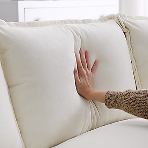 GNIXUU 118" Convertible L Shaped Sectional Sofa Couch for Living Room, Comfy Chenille Cloud Couch with Reversible Chaise, Deep Overstuffed 4 seat Couch Sleeper Upholstered Furniture(Beige)