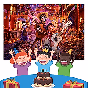 7x5FT Coco Birthday Party Photography Vinyl Photo Background for Kids Birthday Party Background Decoration