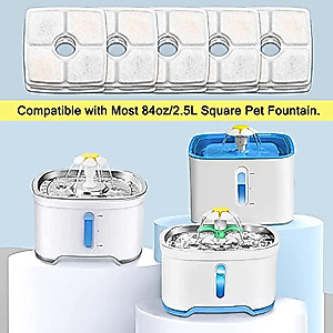 Cat Water Fountain Filters,10 Pack Replacement Filter Fit for Top Square 84oz/2.5L Cat Pet Fountain, 3 Filtration System