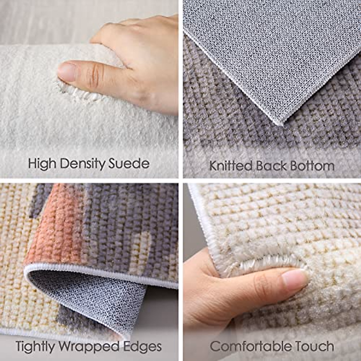 FINOREN Minimalist Area Rug,Ripple Line Soft Non-Slip Rug for Bedroom Living Room Hallway Home Entrance,Washable Low Pile Floor Decor,Child Pet Friendly,Beige Gray,4x6 Feet