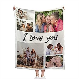TUDERE Custom Blanket with Photo Text - Personalized Blanket for Baby Mother Father Adult Friends Lovers Dog Pets for Birthday Christmas Halloween Valentines, Memorial Gift