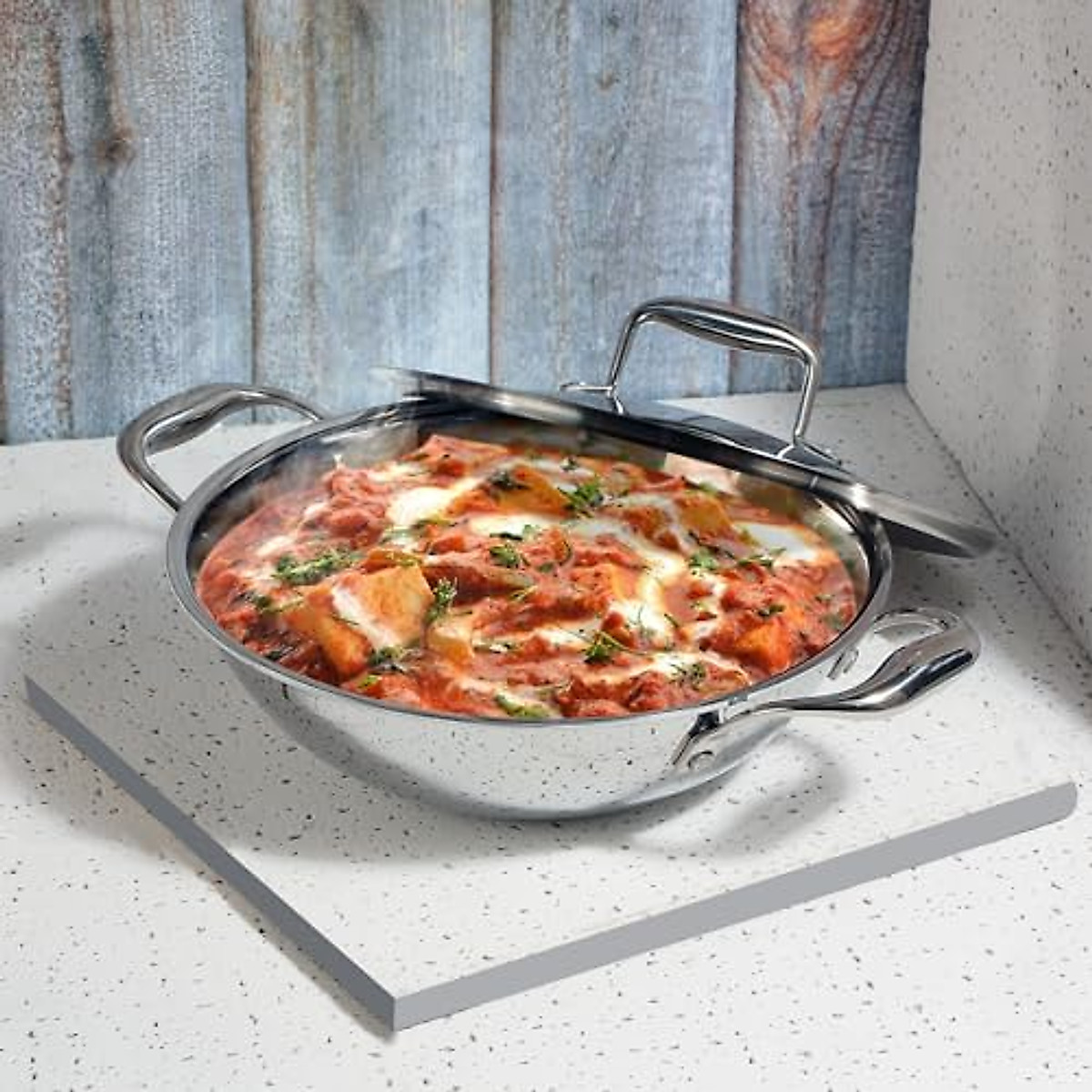 Vinod Platinum Triply X Kadhai with Lid