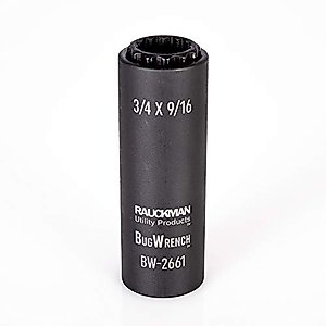 Impact Rated 2-in-1 Black Oxidized Spring-Loaded Socket, 12 Point, Deep Socket - Multi Function 3/4" and 9/16" Lineman Socket