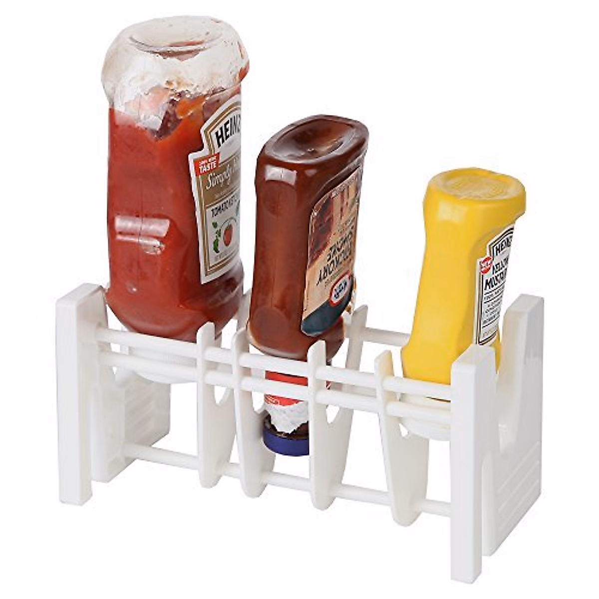 Home-X Upside Down Condiment Bottle Holder Rack, The Perfect Kitchen Top Organizer that Prevents Waste and Uses Every Last Drop of Your Favorite Condiments