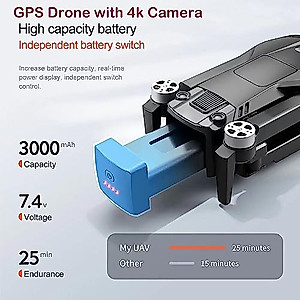 GPS Drone with 4K Camera for adults Long Range, 50 Minutes Long Flight Time, 5G Transmission, Brushless Motor Foldable FPV RC Quadcopter, Optical Flow, GPS Return Home, Follow Me, Include 2 batteries