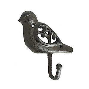 WINTENT Cast Iron Wall Hook Decorative Rustic Animal Deer Bird Hook for Hanging Key Coat Hat Towel (Bird)