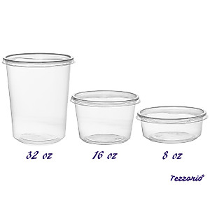 Tezzorio (200 Pack) 8 oz Deli Containers with Lids Combo, BPA-Free Translucent Plastic Deli Food Storage Containers with Lids, To Go/Take Out Food Containers