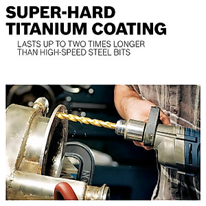 BOSCH TI2145 1-Piece 9/32 In. x 4-1/4 In. Titanium Nitride Coated Metal Drill Bit with Straight Shank for Applications in Heavy-Gauge Carbon Steels, Light Gauge Metal, Hardwood