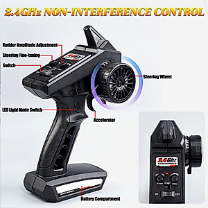 RC Cars 1/16 Remote Control Car RC Monster Trucks, Sakeye 4WD 2.4 GHz High Speed Racing Car 40Km/h All Terrains Off Road Truck with Head-up Wheel LED Headlight 2 Rechargeable Batteries for Kids Adults