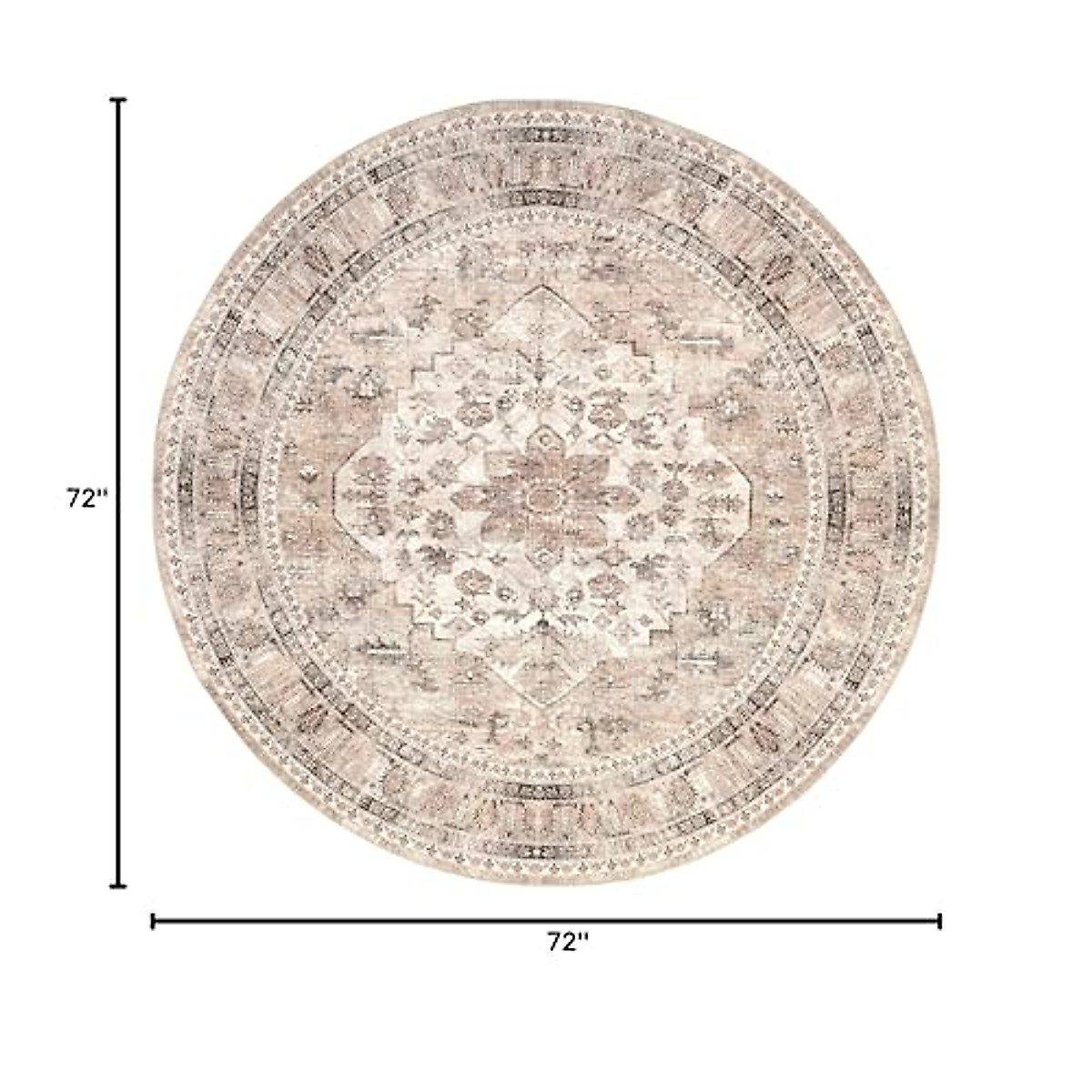 nuLOOM 6' Round Splashguard Machine Washable Area Rug with Waterproof Spill Proof Surface, Non Slip Backing and Stain Resistant for Living Room, Bedroom, Kitchen, Dining Room, Davi Taupe