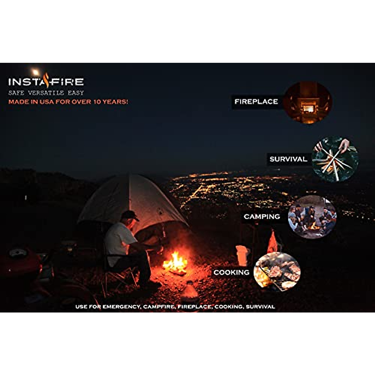 (2-Gallons + 1 Pack) Insta-Fire Charcoal Briquette Starter & Fire Starter Pack for Camping, Emergencies, Hiking, Fishing, Boating, Fire Pits, Grilling, Survival, Food Storage, Boiling Water (As Seen on Shark Tank!)