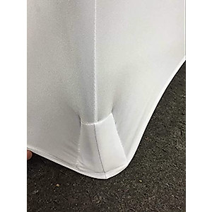 White Spandex Cocktail Table Cover - Fitted High Top Round Table Cloth - Round Tablecloth Covers for Bar Table Pub Table Round Kitchen Table High Top Table Bistro Table - Tables and Cocktails (2-Pack)