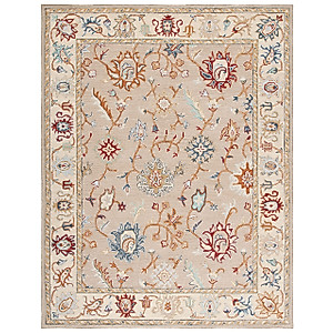 SAFAVIEH Heritage Collection Area Rug - 9' x 12', Brown & Beige, Handmade Traditional Oriental Wool, Ideal for High Traffic Areas in Living Room, Bedroom (HG825A)