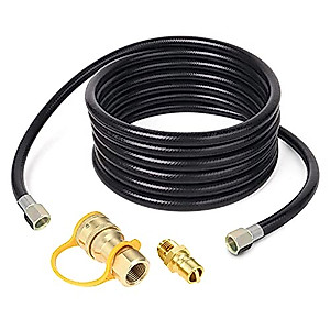 MCAMPAS 20FT Propane Hose Assembly with 3/8 Inch Natural Gas Quick Connect Fittings for Gas Grill, Griddle, Fire Pit, Heater.Included 3/8" Quick Disconnect Plug x Both 3/8" Male Pipe Thread